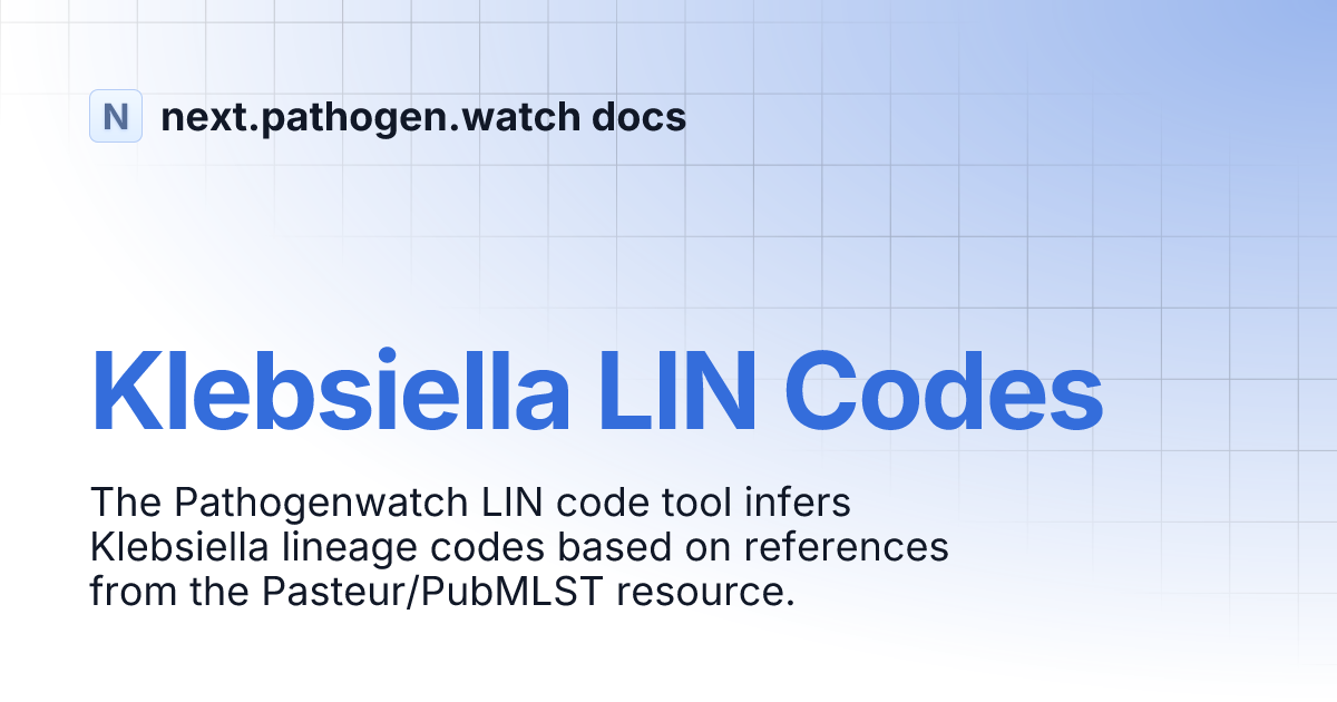 Klebsiella LIN Codes | next.pathogen.watch docs